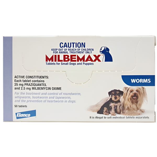 Milbemax Dog Under 5kg Allwormer (50 Tablets) - RPBA Shop Australia